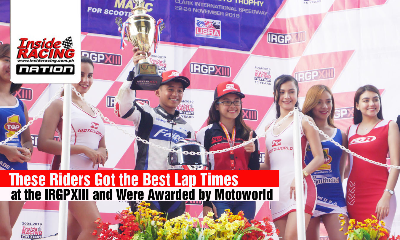 InsideRACING IRGPXIII Motoworld Fastest Lap Time Awardees