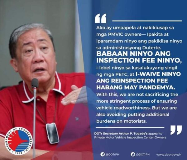 InsideRACING DOTr Sec. Tugade appeals to PMVICs